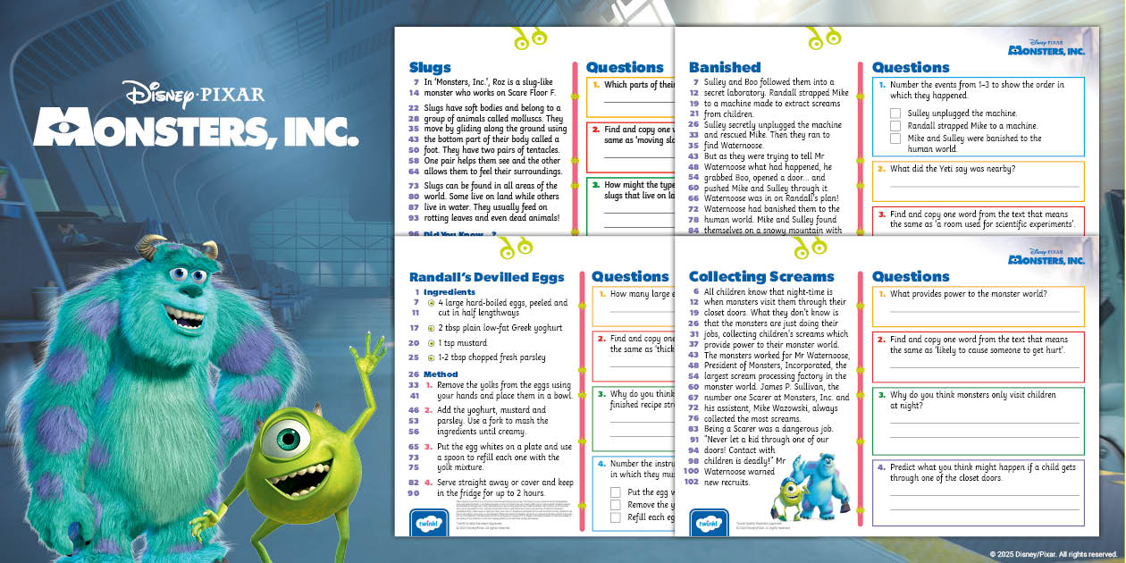Monsters, Inc.: 60-Second Reads Activity Pack [Ages 5-7]