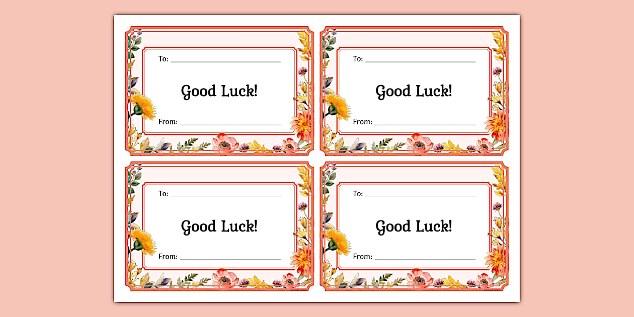 Wildflower Themed Good Luck Card Inserts - Twinkl