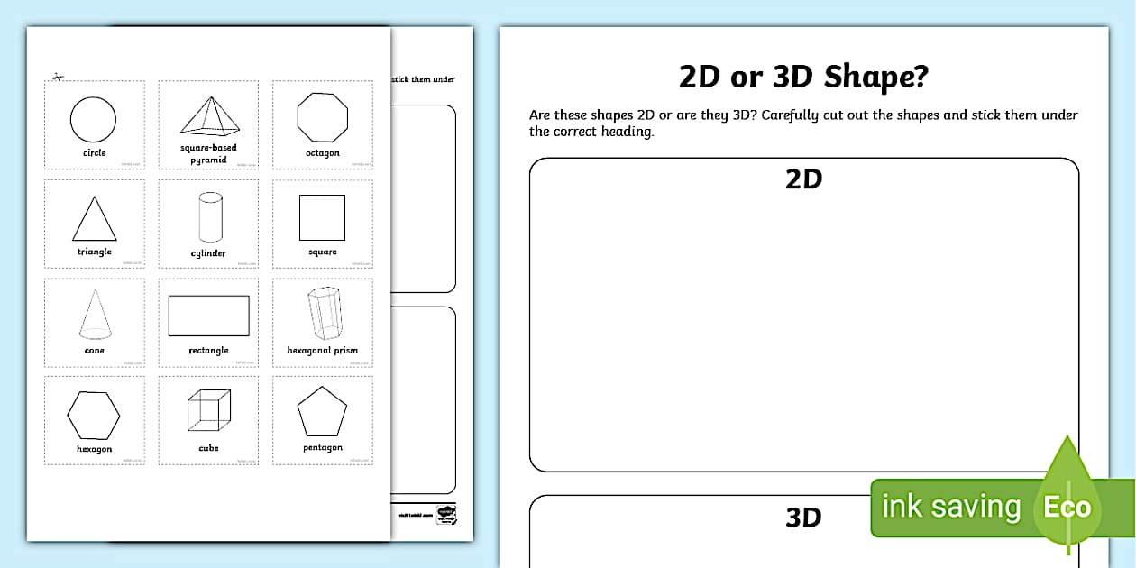 👉 Sorting 2D and 3D Shapes Worksheet | Shapes | Twinkl