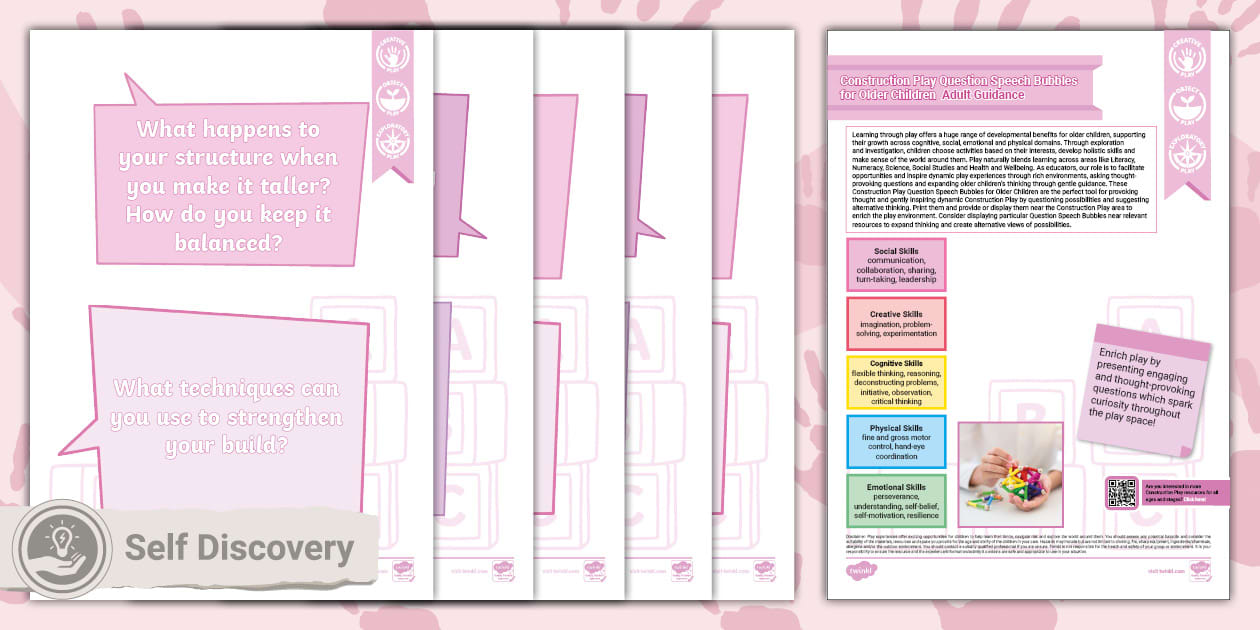 Construction Play Question Speech Bubbles for Older Children