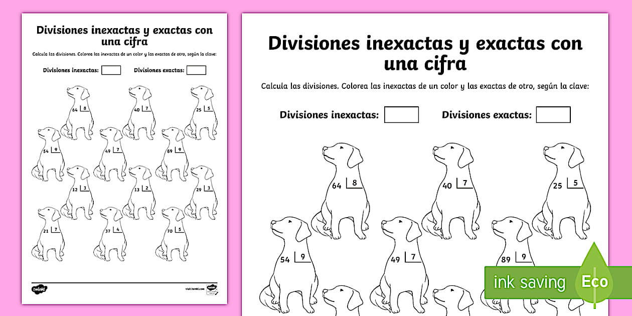 Ficha de actividad: Colorear por divisiones inexactas y exactas con una ...
