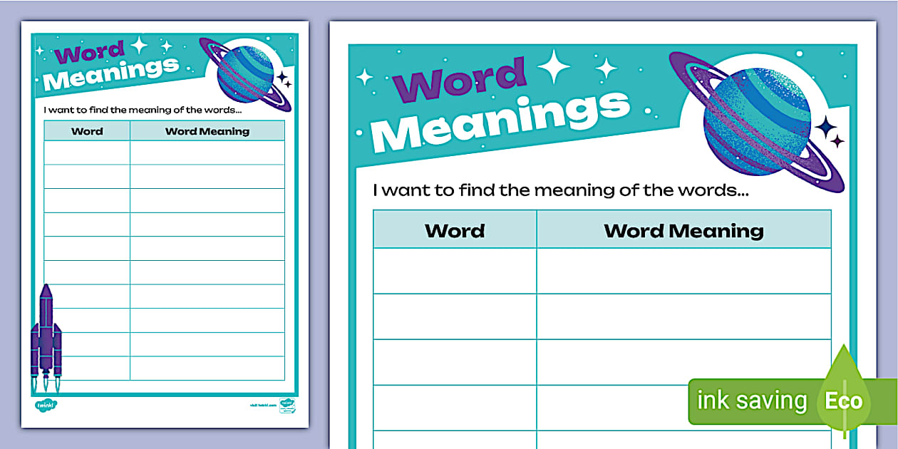 Space Themed Word Meanings Sheet (teacher made) - Twinkl