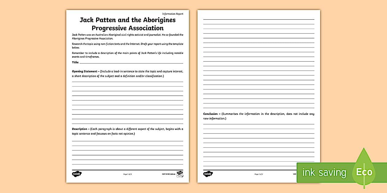 Jack Patten Report Writing Template