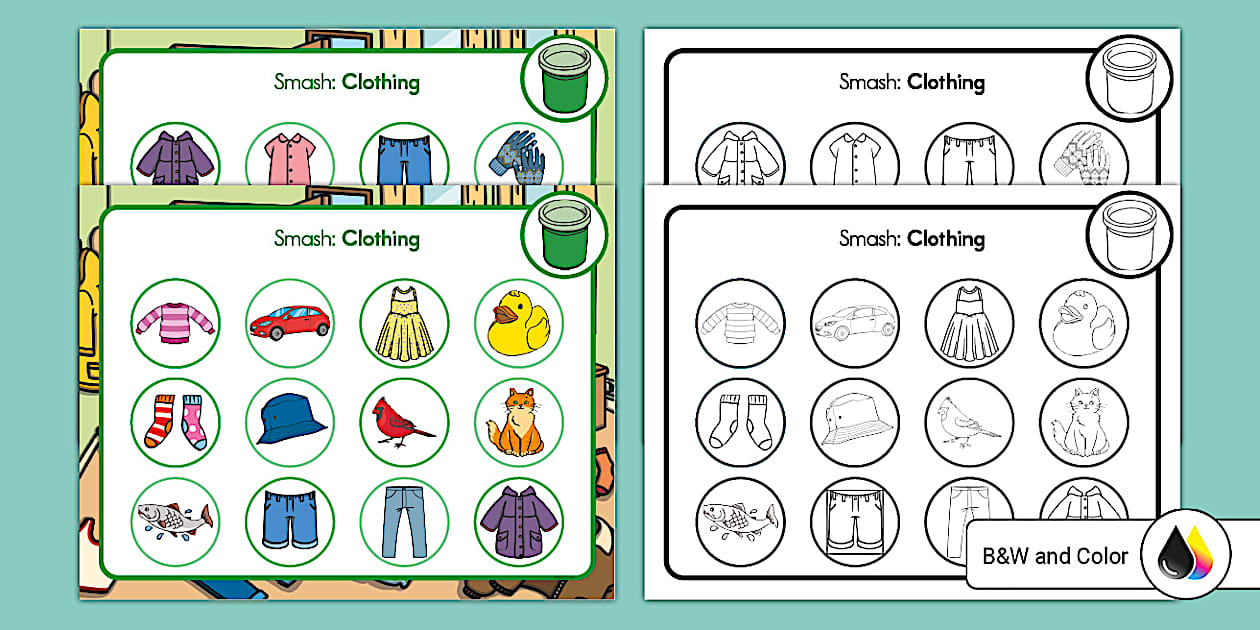 Clothing Vocabulary Smash Mats (professor feito) - Twinkl