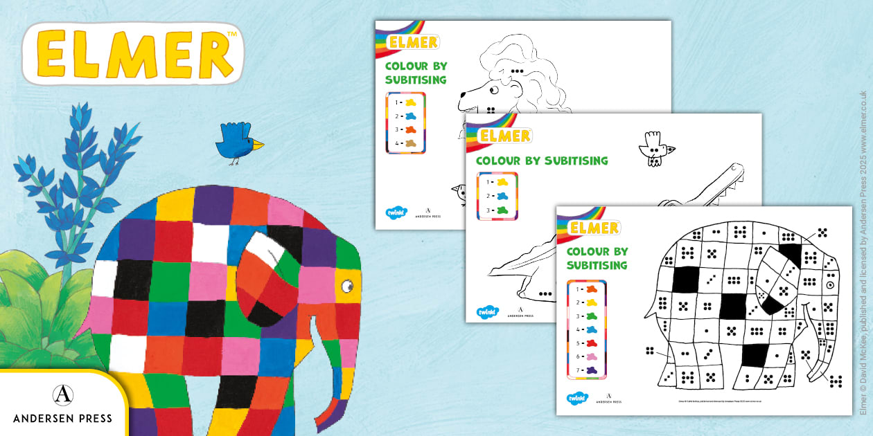 FREE! - 👉 Elmer: Colour by Subitising Activity Sheet