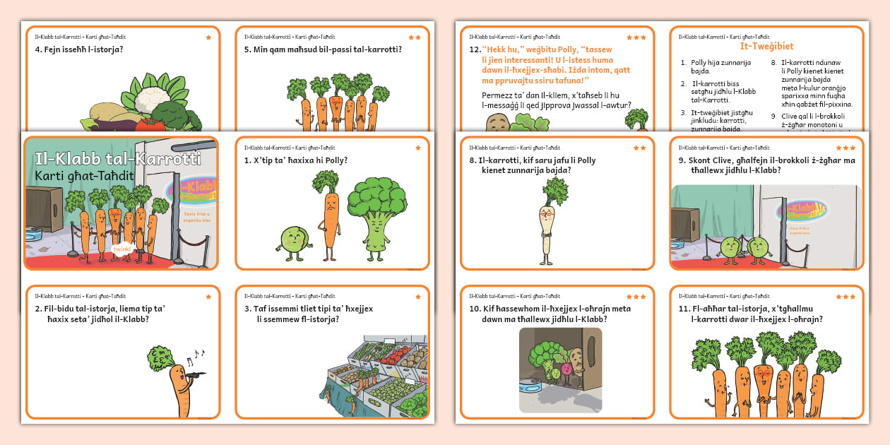 Karti għat-Taħdit: Il-Klabb tal-Karrotti (teacher made)