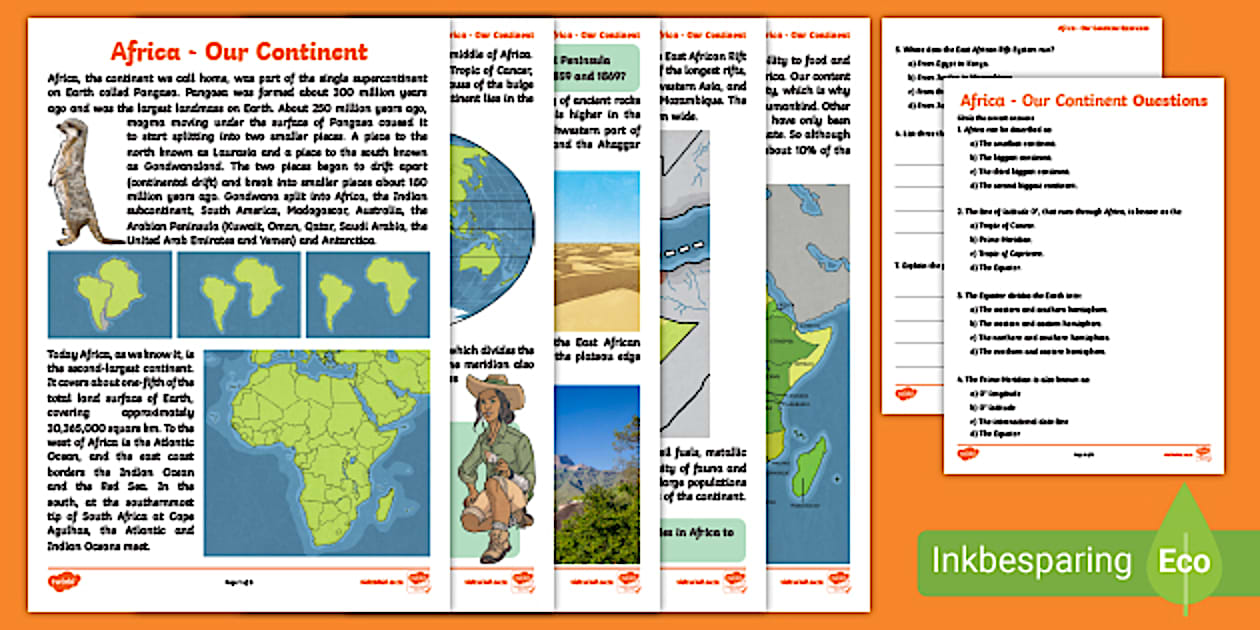 Africa Our Continent Comprehension (teacher made) - Twinkl