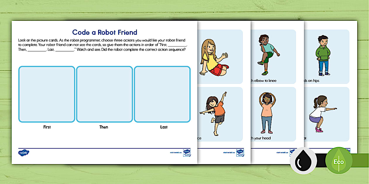 First, Then, Last: Code a Robot Friend Activity - Twinkl