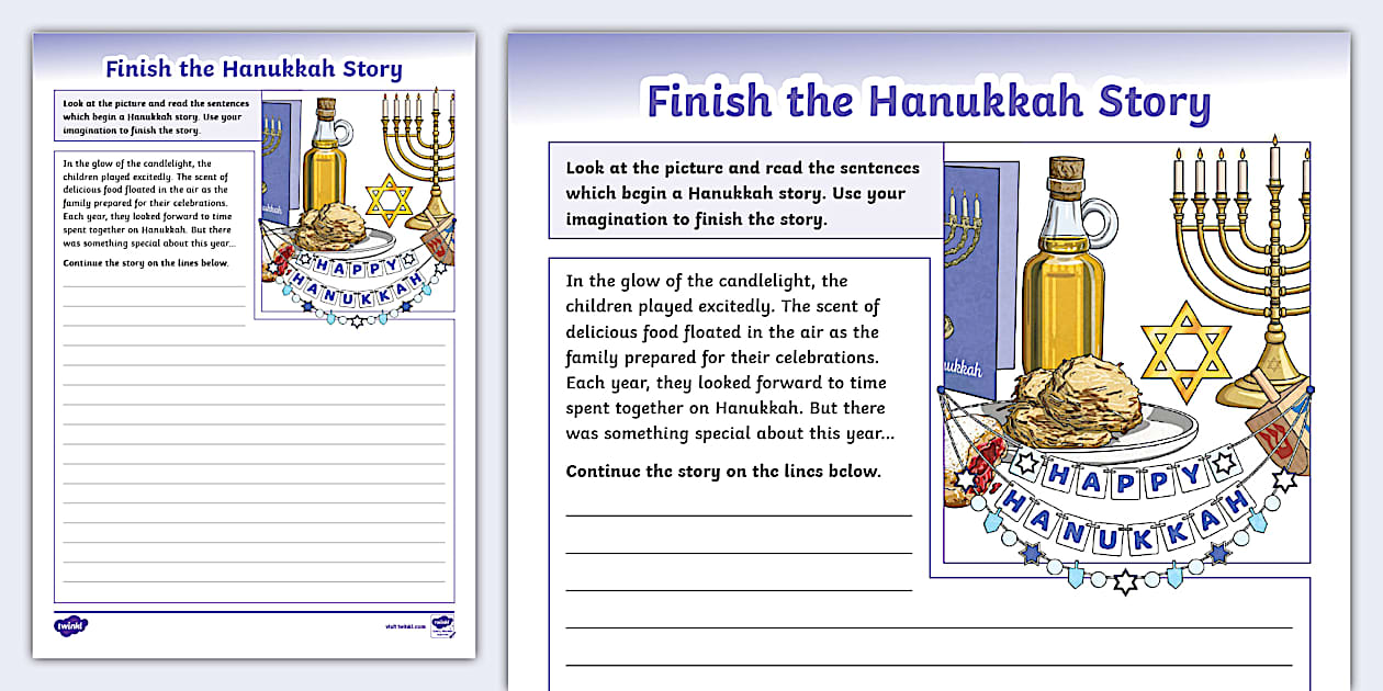 Finish the Hanukkah Story Writing Template (professor feito)