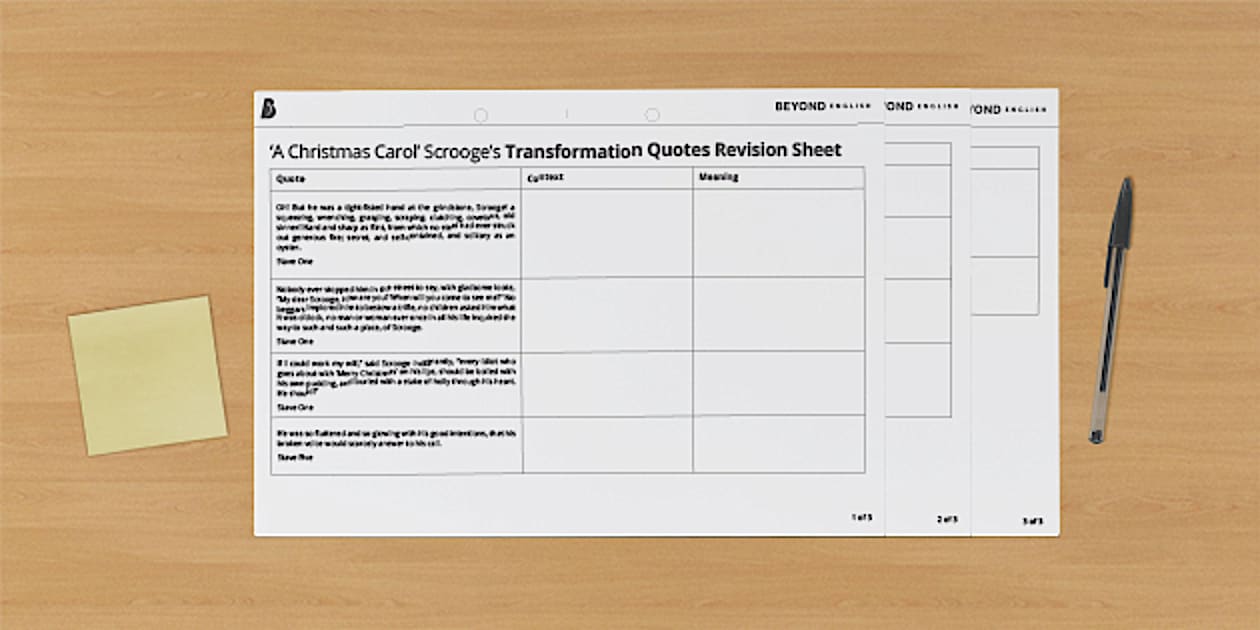 A Christmas Carol: Revision Quotes - Scrooge's Transformation