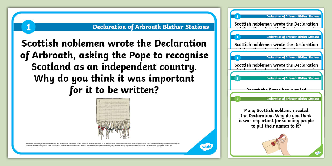 Declaration of Arbroath Blether Stations - Twinkl