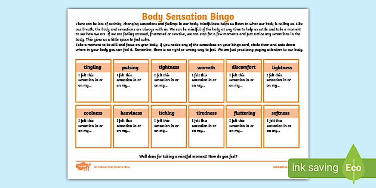 Mindfulness Body Sensation Bingo (teacher made) - Twinkl