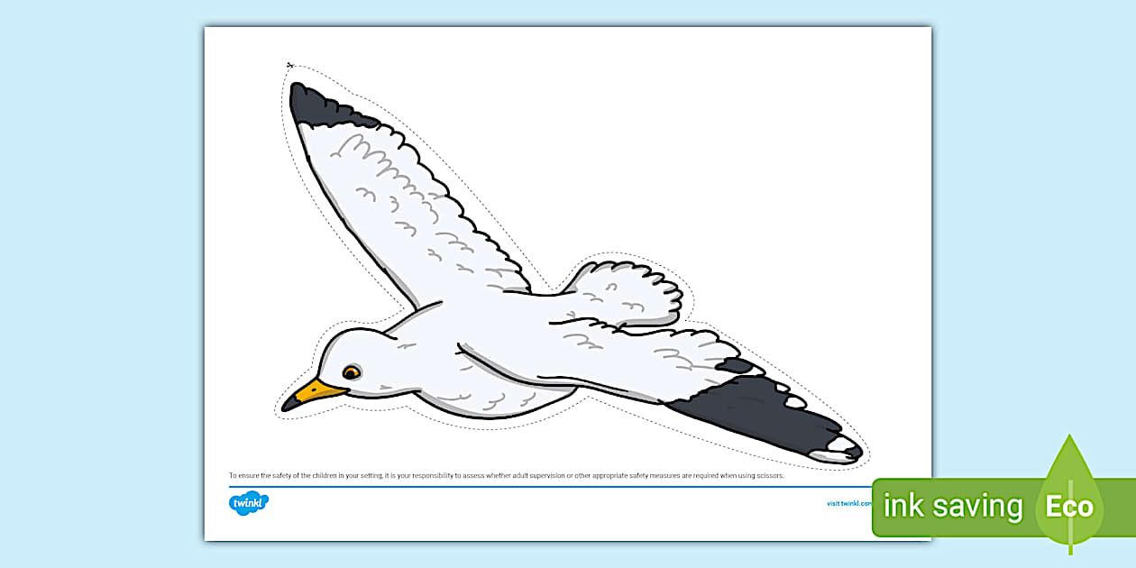 Flying Seagull Display Cut-Out (teacher made) - Twinkl