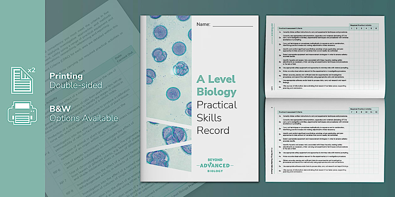 A Level Biology Practical Skills Record (teacher made)