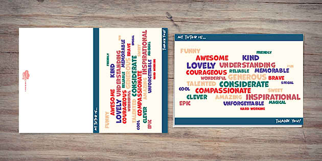 Tutor Appreciation Word Card | Twinkl Party (teacher made)