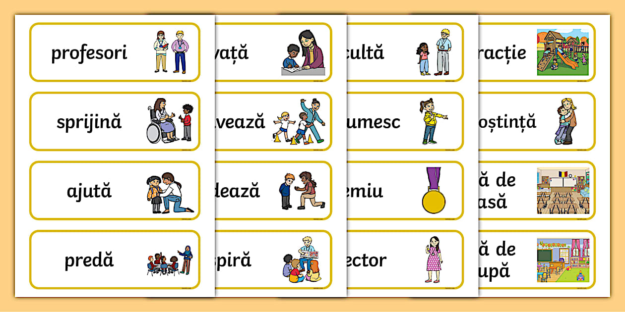 Profesorii – Cartonașe cu vocabular