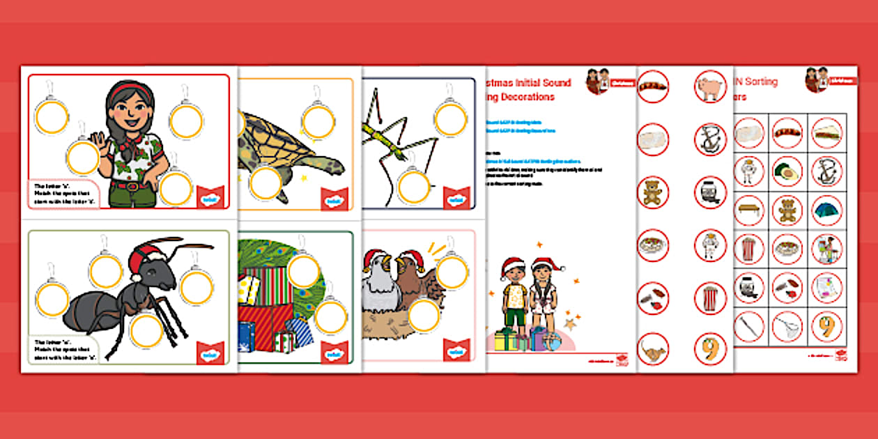 Phonics Christmas Initial Sound SATPIN Sorting Activity
