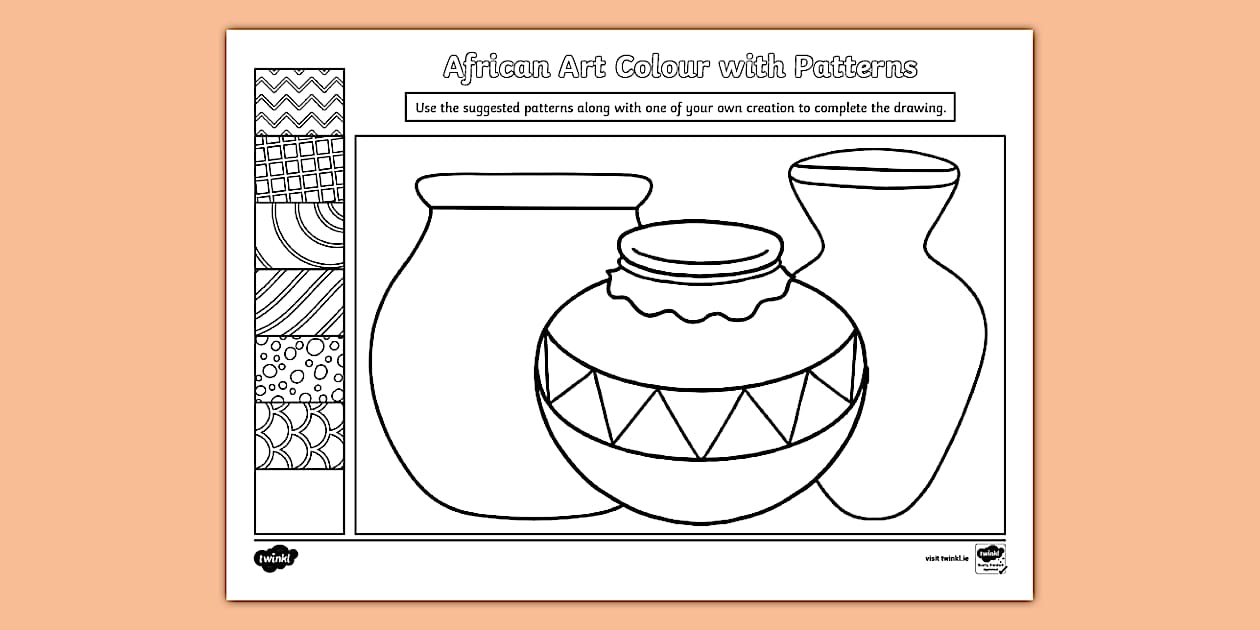 African Art Colour with Patterns Activity - Twinkl
