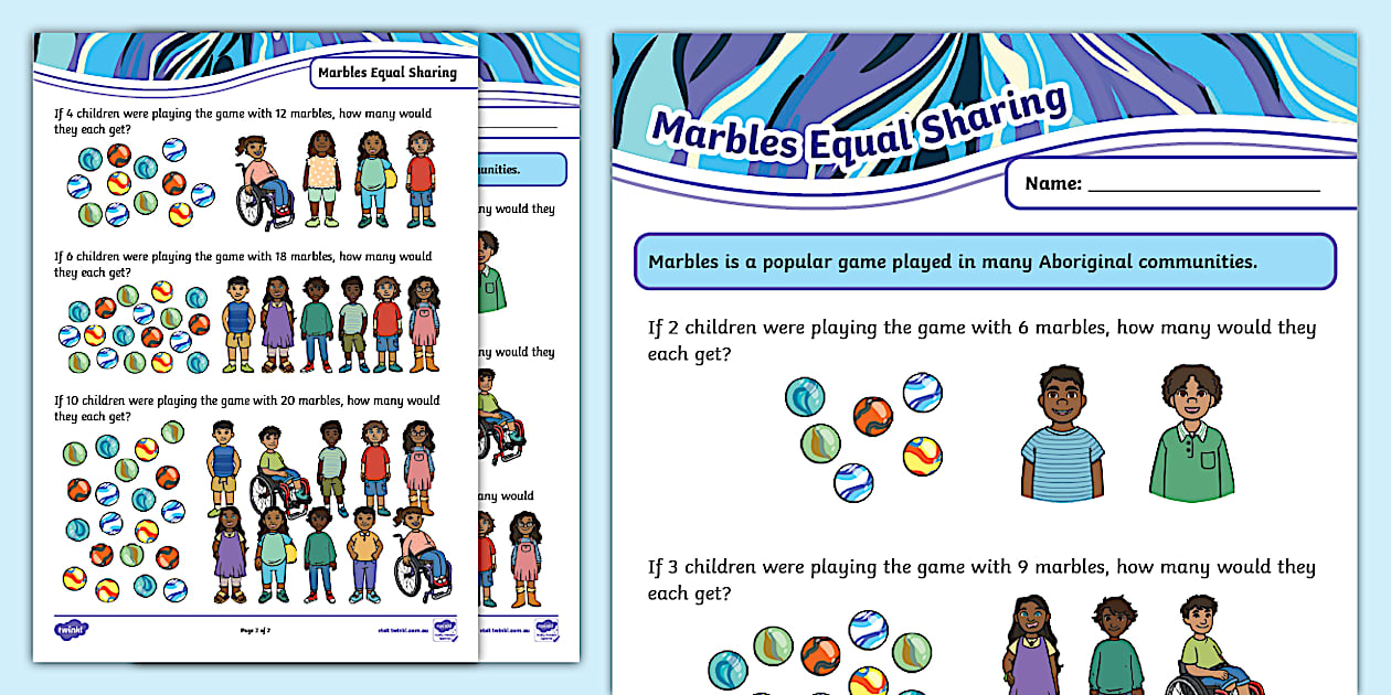 Marbles Equal Sharing (teacher made) - Twinkl