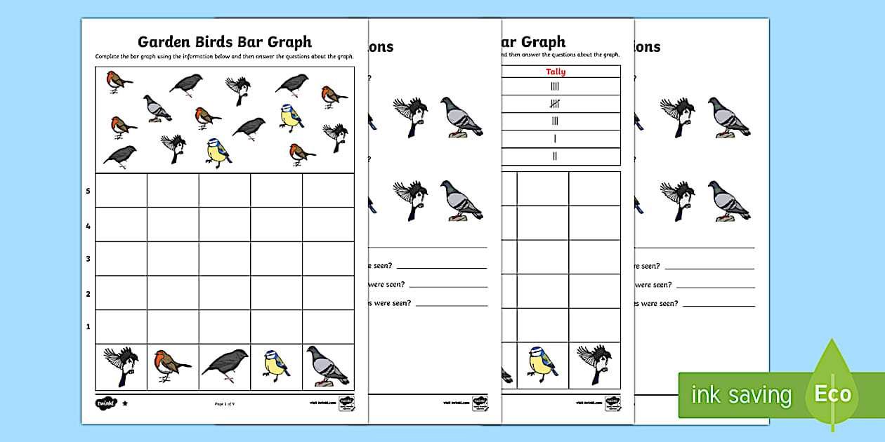 Bar Graphs with Birds Differentiated Worksheet / Worksheet