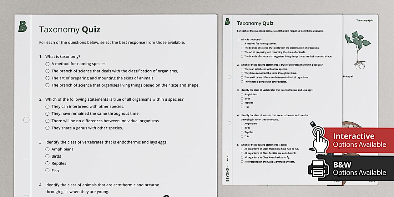 Taxonomy Quick Quiz (teacher made) - Twinkl