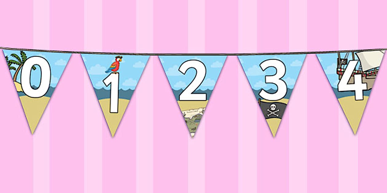 Black and White Pirate Themed 0-20 Bunting (teacher made)