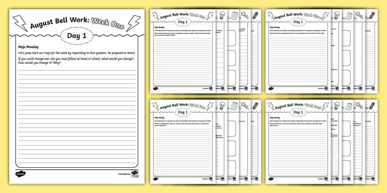 Seventh Grade ELA August Bell Work Bundle (teacher made)