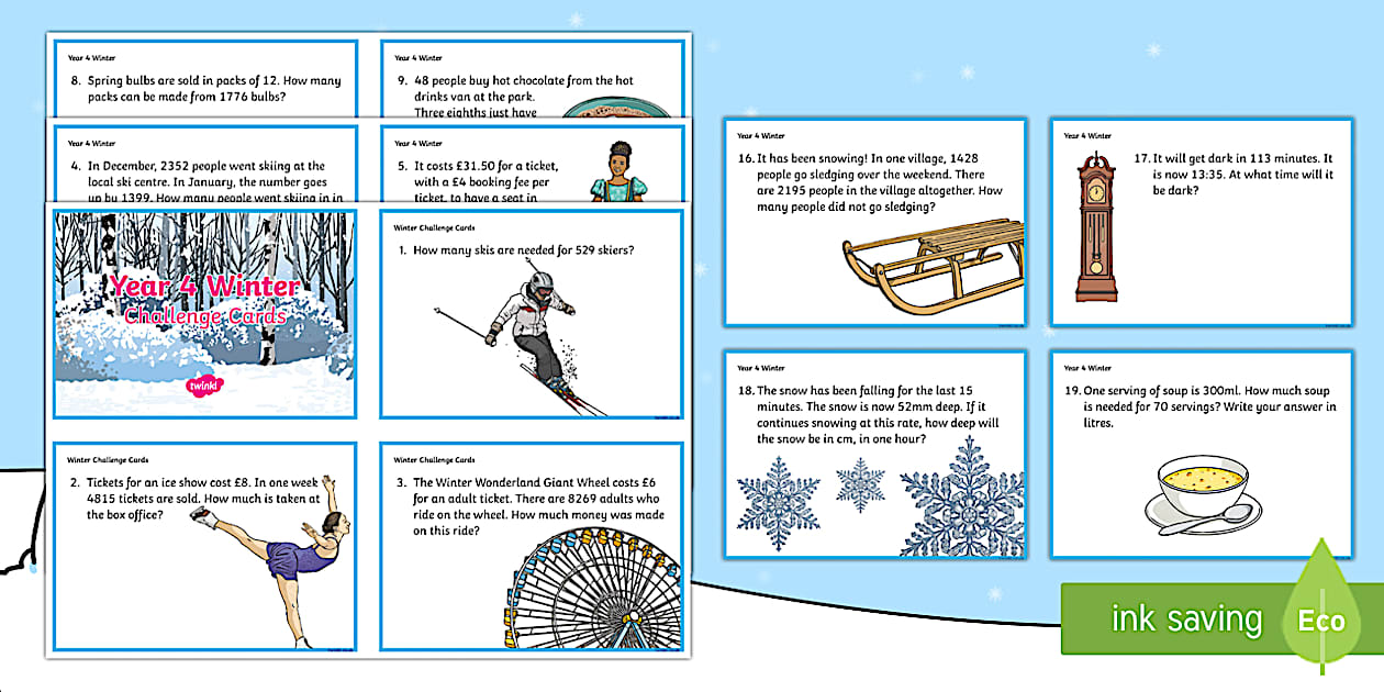 Year 4 Winter Themed Challenge Cards (teacher made) - Twinkl