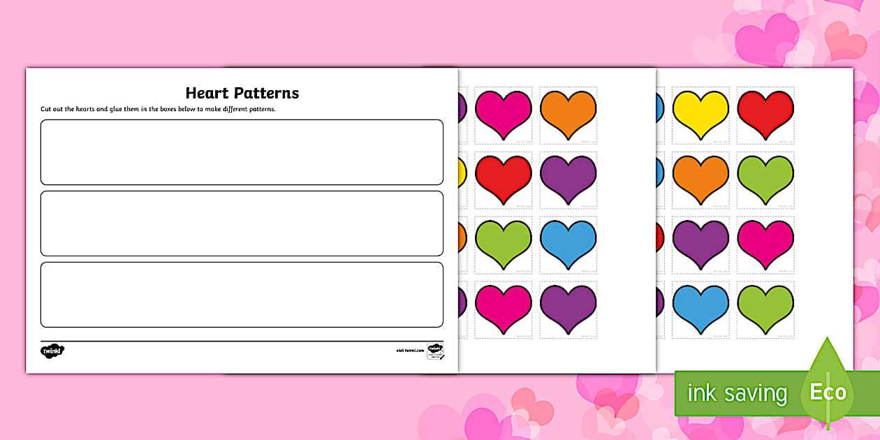 Heart Patterns Worksheet / Worksheet (teacher made) - Twinkl
