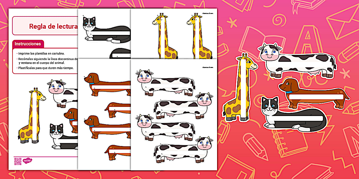 Regla de lectura: Animales (Teacher-Made) - Twinkl