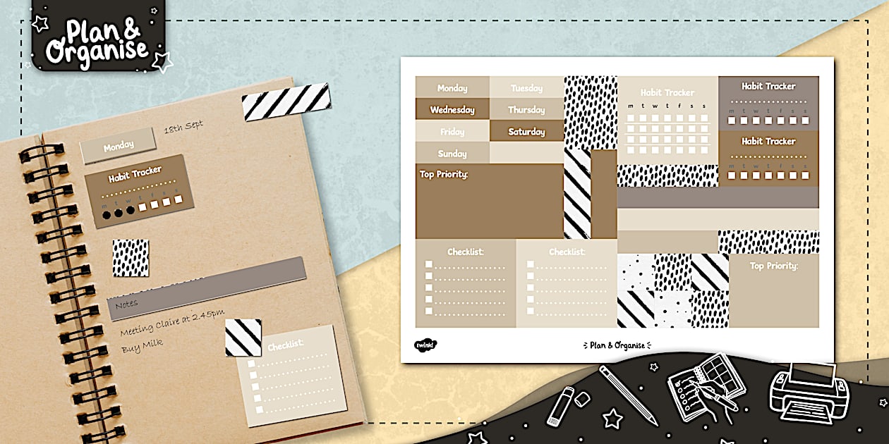 Neutral Cut 'n' Stick for Bullet Journaling (Teacher-Made)