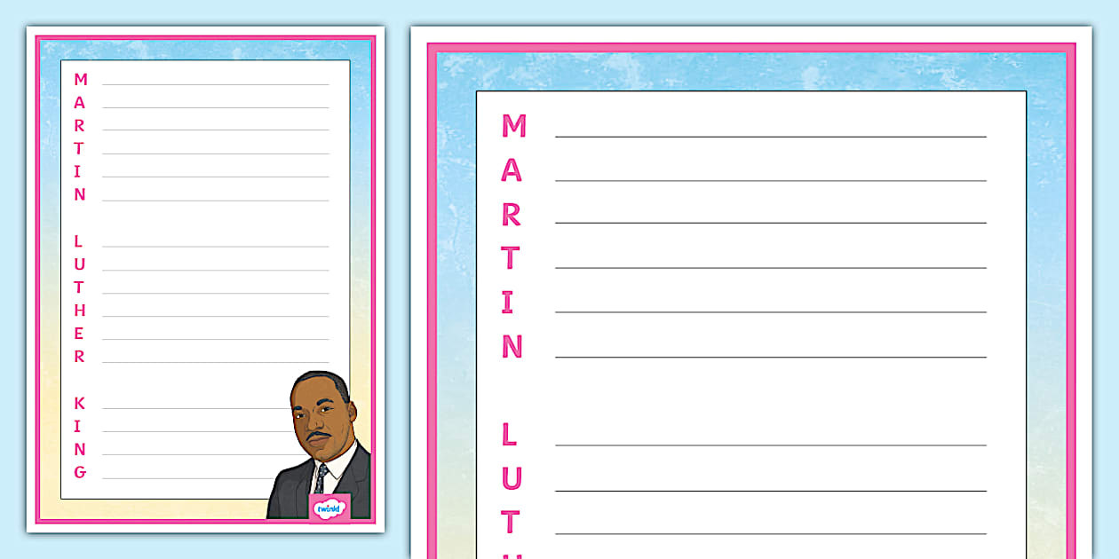 Acrostic Poem for Martin Luther King Template - Twinkl