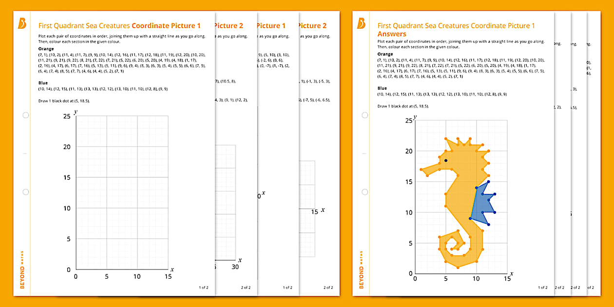 👉 Sea Creatures Coordinate Pictures (teacher made)