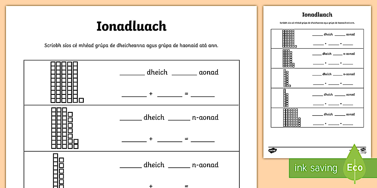 Bileog Oibre: Ionadluach (Teacher-Made) - Twinkl