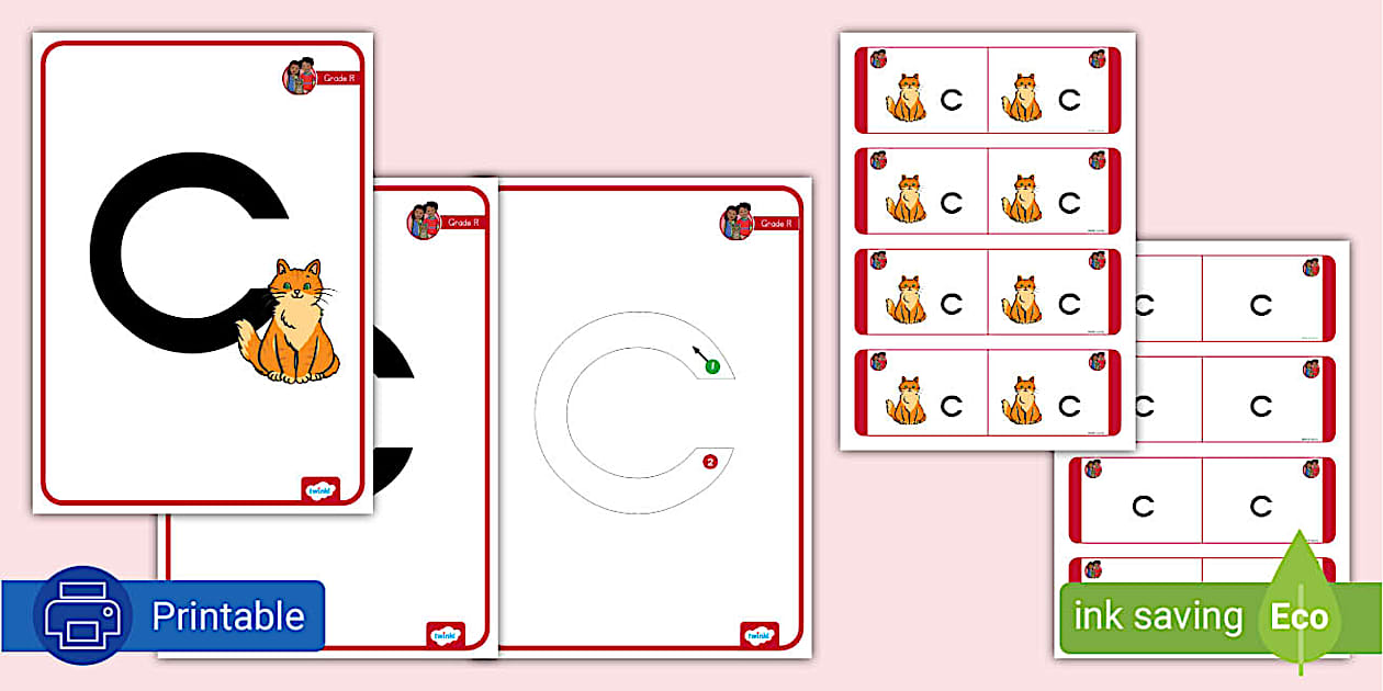 Gr. R Phonics C Poster, Flashcards and Robot Letter - Twinkl
