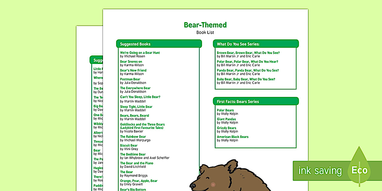 Bear-Themed Book List - Twinkl