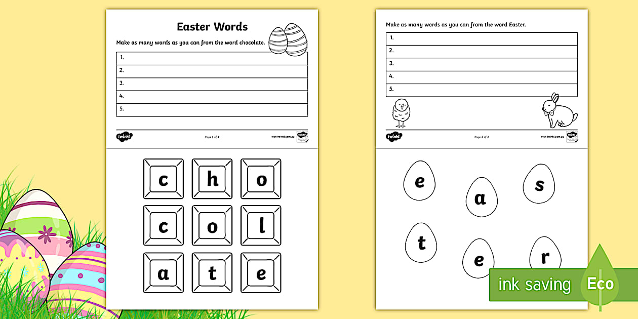 SA Easter Words Activity (teacher made) - Twinkl
