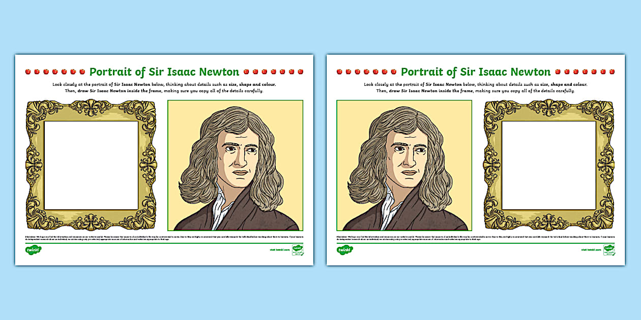 Drawing Sir Isaac Newton Activity Sheet - Twinkl