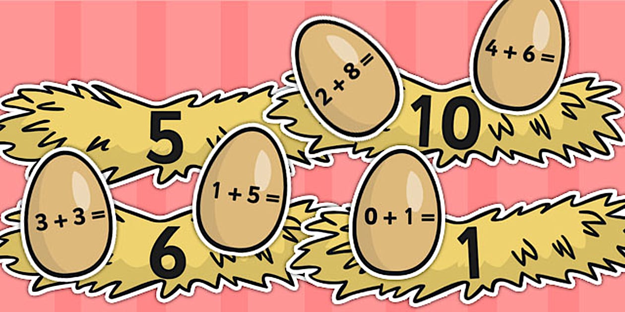 Editable Eggs and Nest Themed Addition to 10 Activity