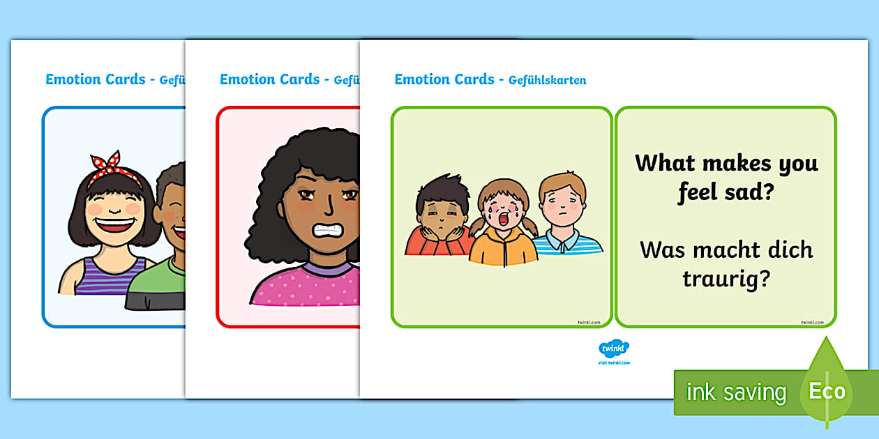 Emotions Cards English/German (teacher made) - Twinkl