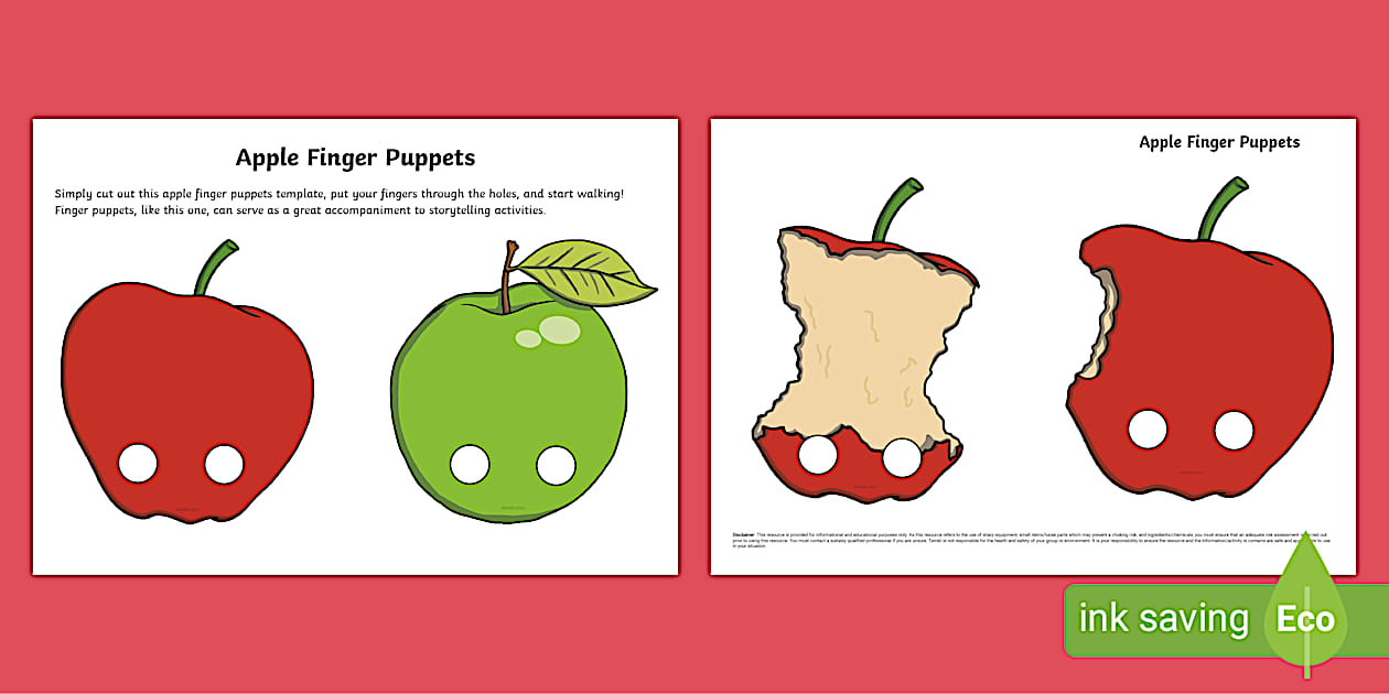 Printable Apple Finger Puppets (teacher made) - Twinkl
