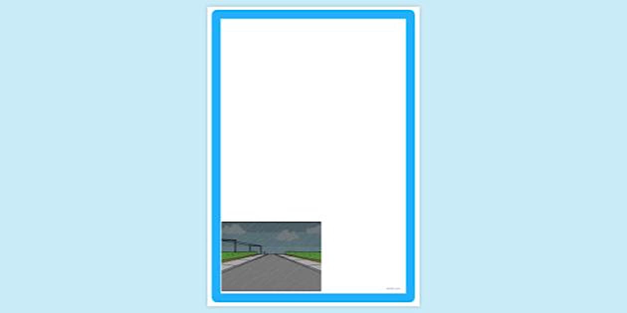 Simple Blank Stormy Rainy Street Page Border