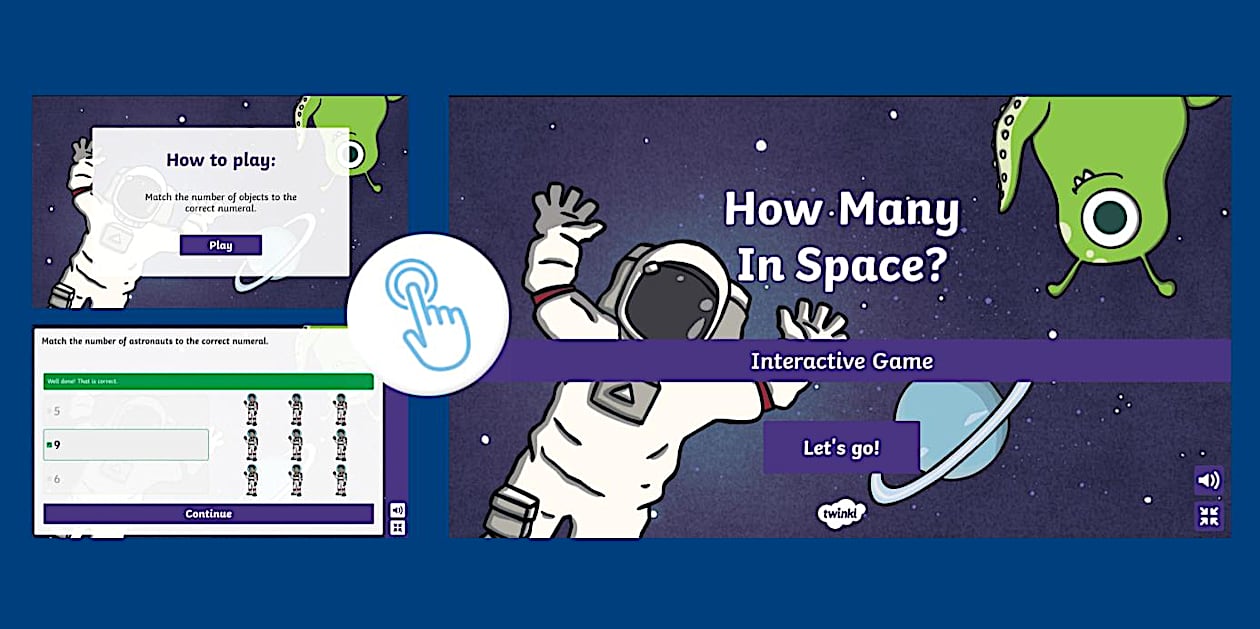👉 EYFS How Many in Space? Interactive Game | Twinkl