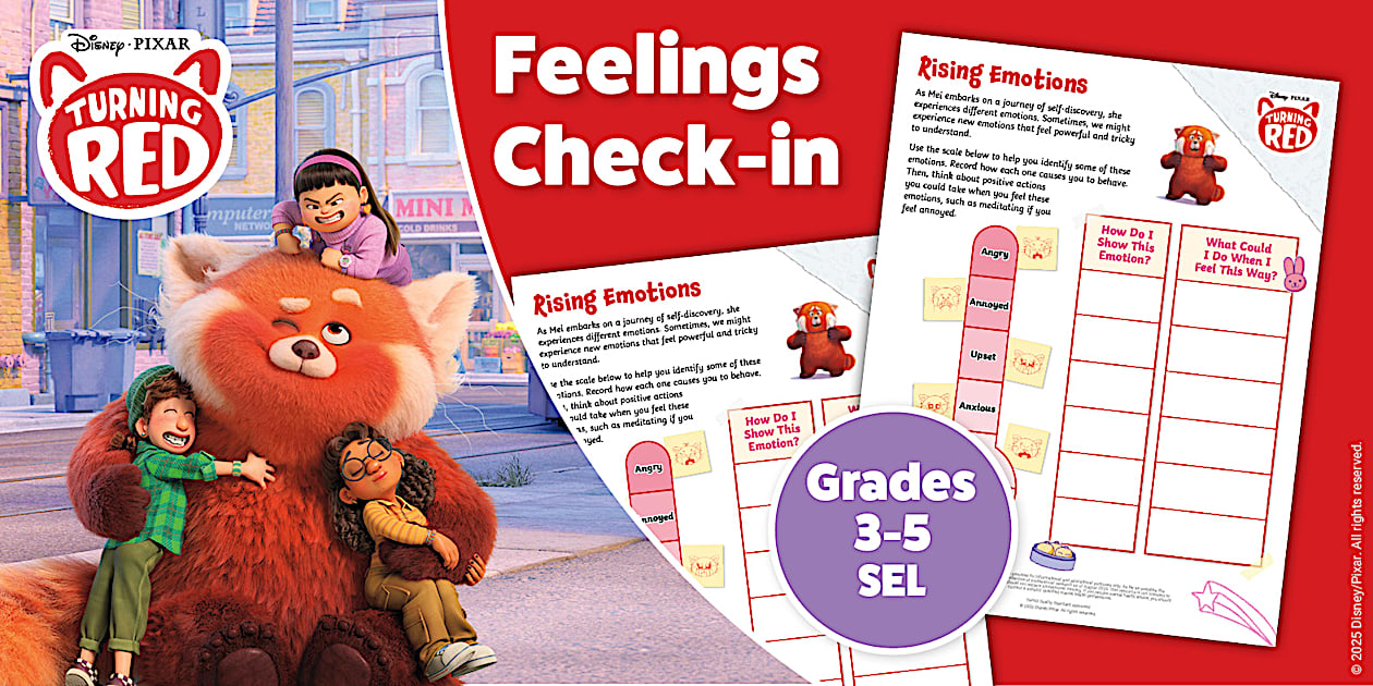 Turning Red: Rising Emotions Feelings Check-in Worksheet