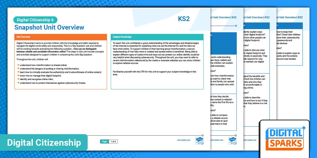 Digital Citizenship 6: Snapshot Unit Overview (Teacher-Made)