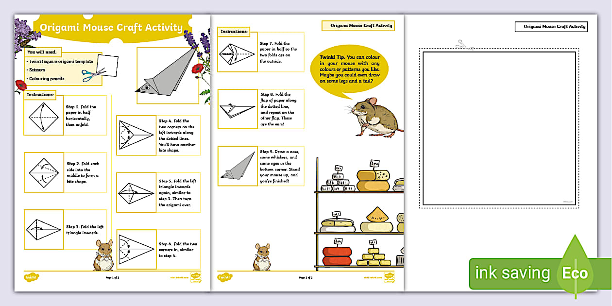 Origami Mouse Craft Activity | Twinkl | Origami Crafts | KS1