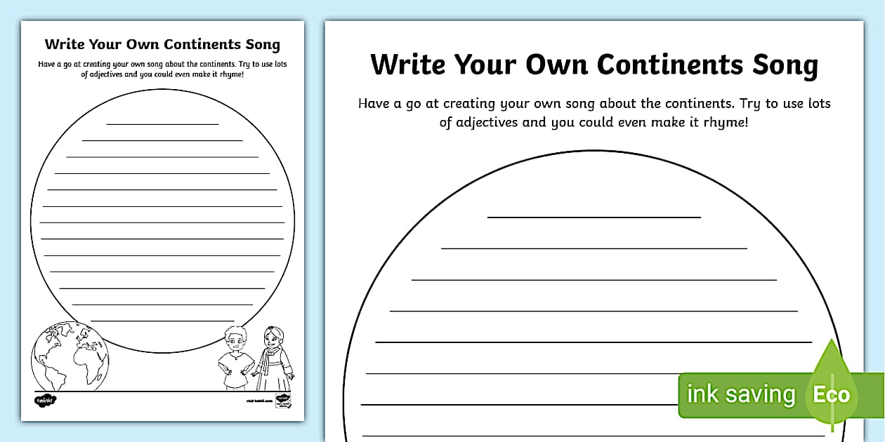 The Continents Song Template (teacher made) - Twinkl