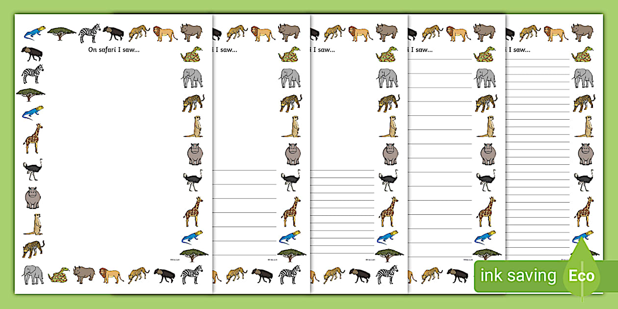On Safari I Saw' Writing Frames (teacher made) - Twinkl