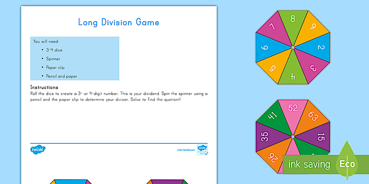 Editable Long Division Game (teacher made) - Twinkl