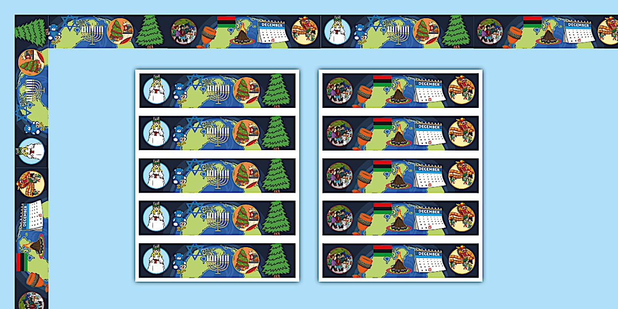 Holidays Around the World Bulletin Board Borders - Twinkl
